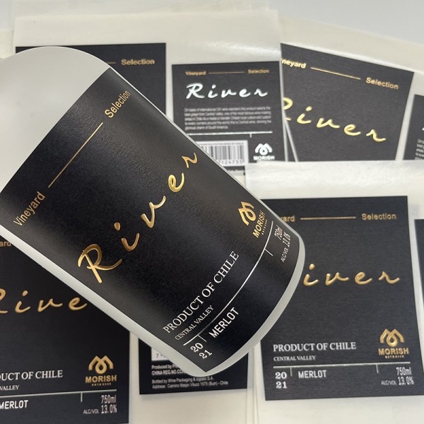 Quality Custom Printed Black Gold Foil Embossed Liquor Logo Label Sticker Texture Paper Wine Whisky Labels Sticker 2024r for sale