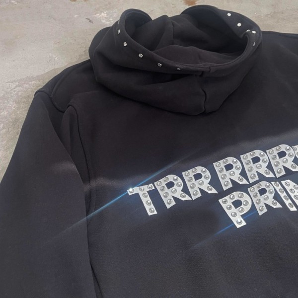 Quality Heavyweight 450 Gsm Cotton Oversized Cropped Distressed Zip up Hoodie Men Custom Streetwear Sudaderas Hombre Rhinestone Hoodie for sale