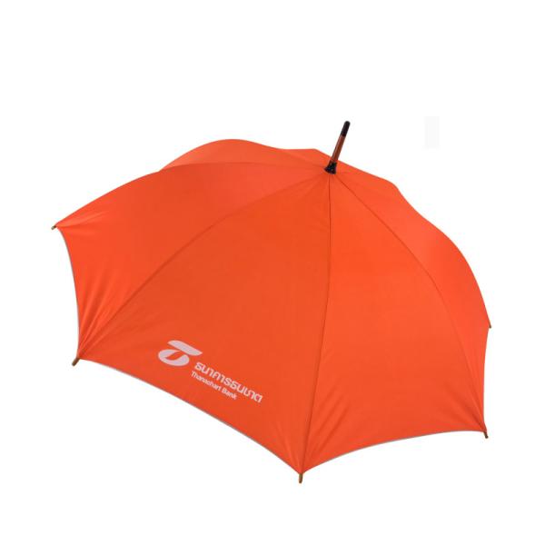 Quality Auto Open Full Body Umbrella Orange Custom Bank Logo Hook Handle with 100cm for sale