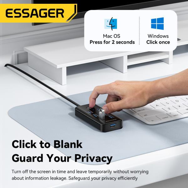 Quality Essager ES-HB04 7-Port USB 3.0 Hub for Laptop PC 5Gbps Data Transfer for sale