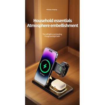 Quality Print Logo 3 In 1 Foldable Charging Station For Phone Watch Earphone for sale