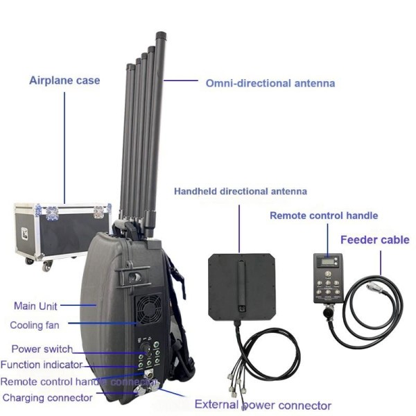 Quality Lightweight Backpack Drone Jammer 433MHz-5.8GHz Omnidirectional for sale