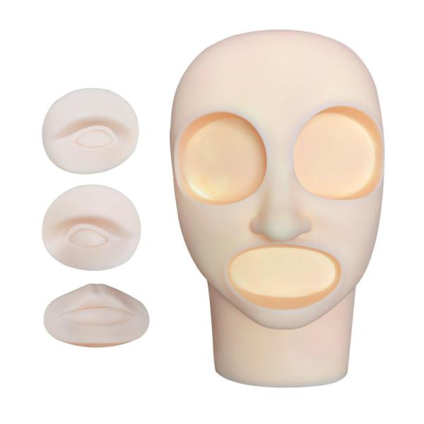 Quality Reusable Silicone Permanent Makeup Practice Skin Mannequin Head for sale