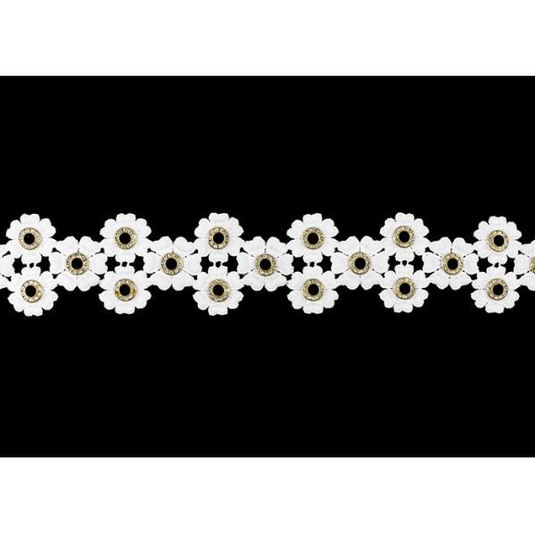Quality Glitter Inlay Crystal Diamond Nickle Eyelet Lace Trim Embroidered Customized for sale