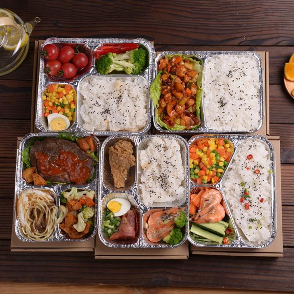 Quality Highly Durable Pulp Moulding 4-grid Aluminum Foil Lunch Box for Reusable for sale