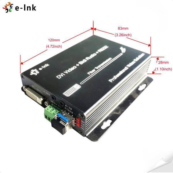 Quality DVI + 1Ch Bidirectional Stereo Audio + 1Ch RS232 over Fiber Optic Extender for sale