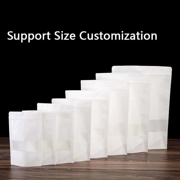 Quality Customizable White Matte Stand-up Pouches With Window For Food Packaging for sale