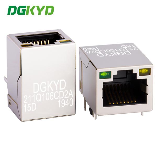 Quality Single port RJ45 connector modular block socket Gigabit Ethernet filter RJ45 network port socket with built-in transformer DGKYD211Q106CD2A15D for sale