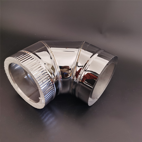 Quality Double Wall Universal Stove Chimney Pipe 90 Degree Bend With Spigot Lock for sale