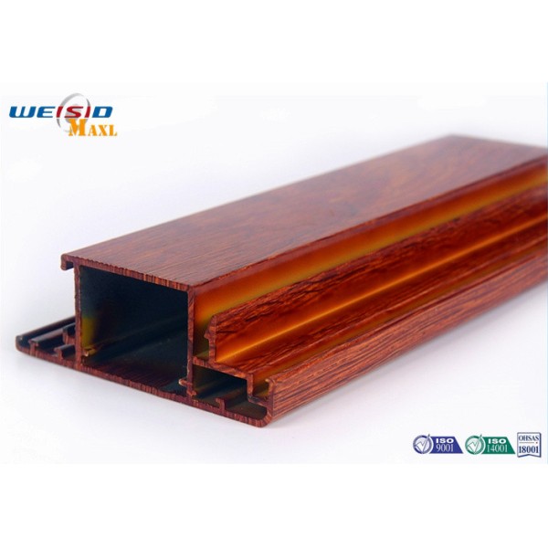 Quality Wood Grain Surface AA6063 T5 Aluminium Extrusions Profiles For Door / Windows for sale