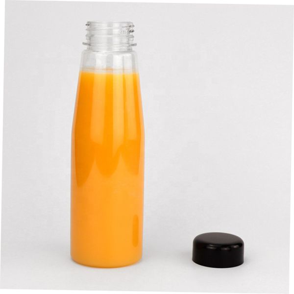 Quality 12 Oz Round Juice Bottles Plastic OEM Logo Screen Printing With Caps for sale