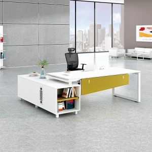 Quality L Shape Executive Office Desks Sets White Single With Wooden Baffle for sale