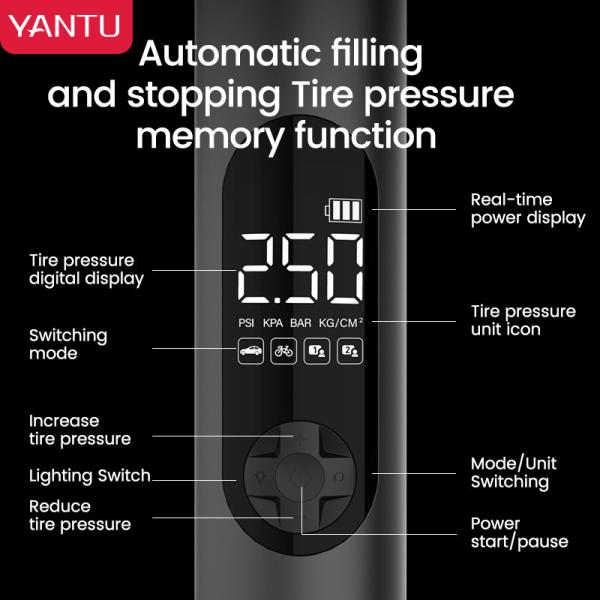 Quality YANTU A23 Portable Wireless Rechargeable Tire Inflator Emergency Light and Noise for sale