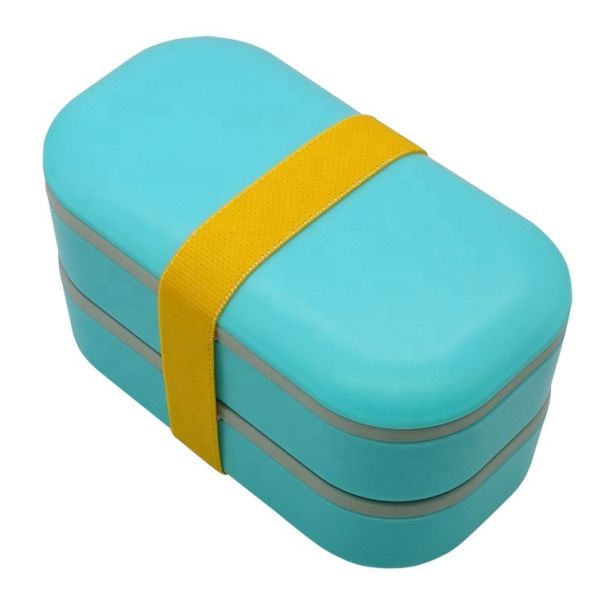 Quality Kid Friendly Eco Plastic BPA Free Lunch Box with Cutlery in 2 Layer Storage for sale