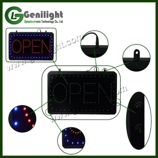 Quality Genilight Indoor 56*33cm HALAL LED Open Sign Motion Advertising Display Outframe for sale