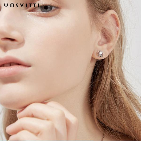 Quality Lucky Flower Zircon Clover Crystal Diamond Stud Earrings for sale