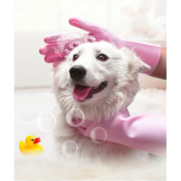Quality Massage Gloves Bath Grooming Dog Cleaning Washing Bathing Tool Shampoo Hand Comb Silicone Pet Brush for sale