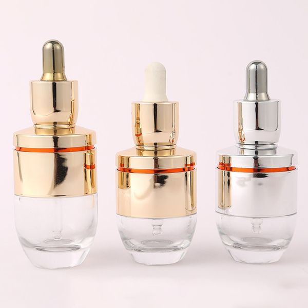 Quality Printing Empty Glass CBD Serume Oil Dropper Bottle With Silver Or Gold Top for sale