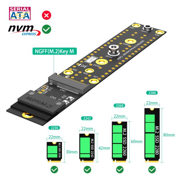Quality M.2 NVMe SSD Extension Cable PCIe 3.0 X4 Full Speed with 20cm Length for Key M for sale