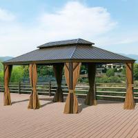 Quality Outdoor Hardtop Gazebo Galvanized Steel Double Roof With Curtains for sale