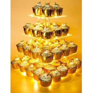 Quality Pastry 4 Tier Acrylic Cupcake Stand For Birthday Wedding Party for sale
