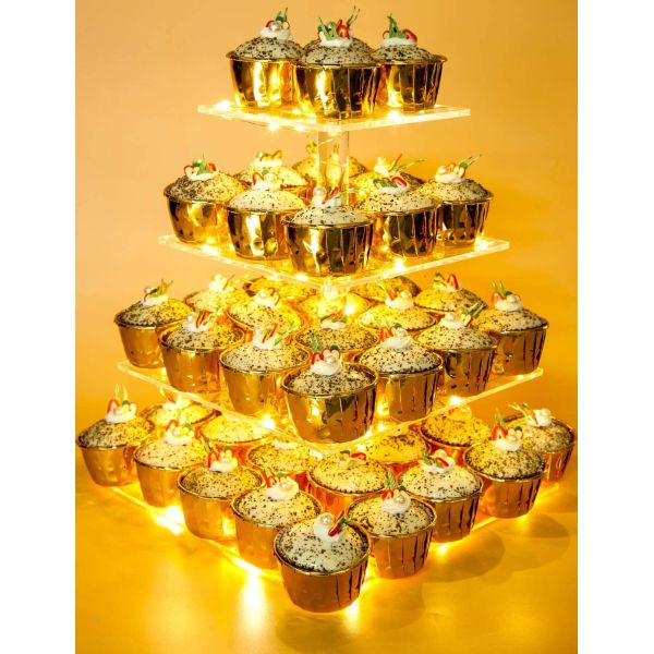 Quality Pastry 4 Tier Acrylic Cupcake Stand For Birthday Wedding Party for sale