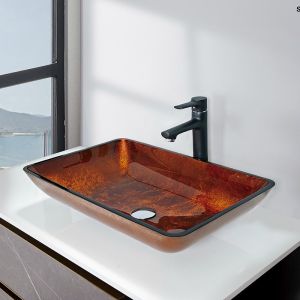 Quality 110mm Rectangular Table Top Wash Basin Table Top Counter Design Tempered Glass for sale