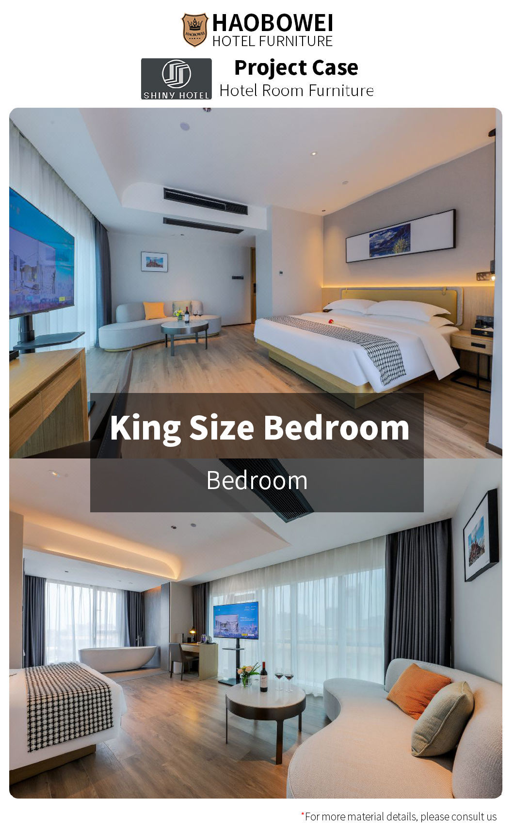 Wholesale Resort Hotel Foshan Modern Luxury Standard King Size Bedroom Furniture Set
