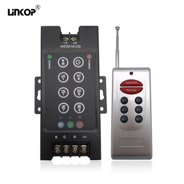 Quality 12-24v Iron Shell Led Controller 5-10 Control Distance Rf 8 Key 30a Rgb Dimmer for sale