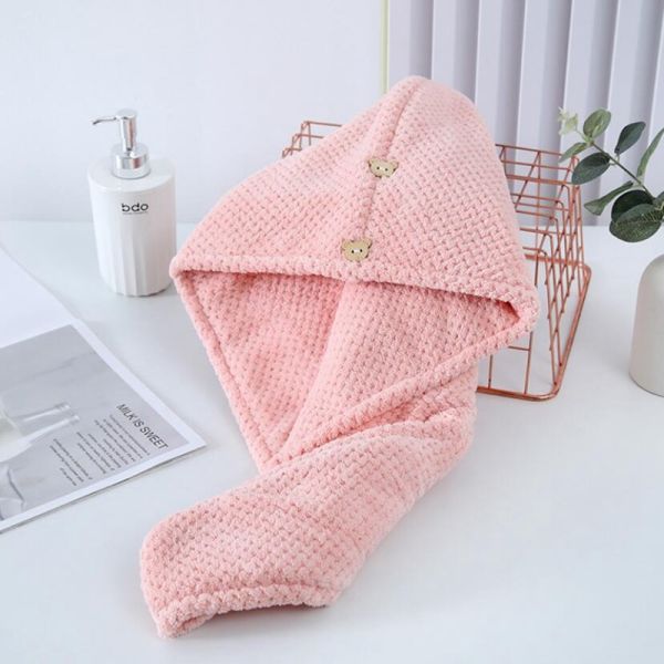 Quality Customizable Microfiber Hair Towel Wrap With Coral Fleece Waffle Weaving for sale