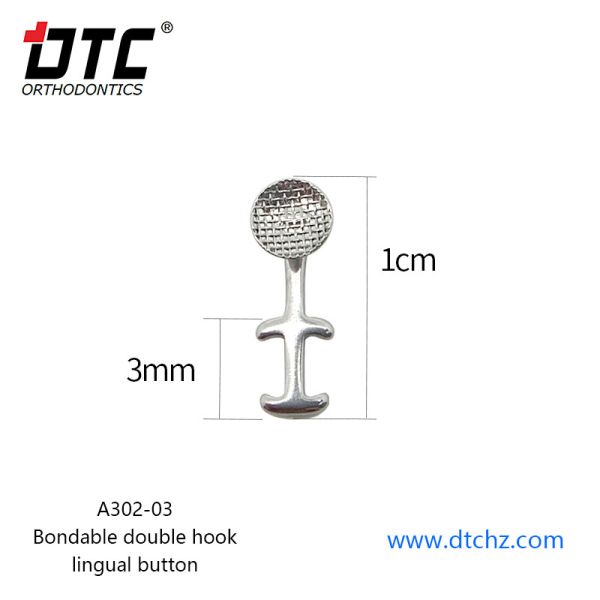 Quality Orthodontic Dental Stainless Steel Bondable Double Hook Lingual Button CE for sale