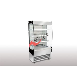 Quality Curved Glass Slim Open Refrigerated Display Case 3 Shelves With LED Light for sale
