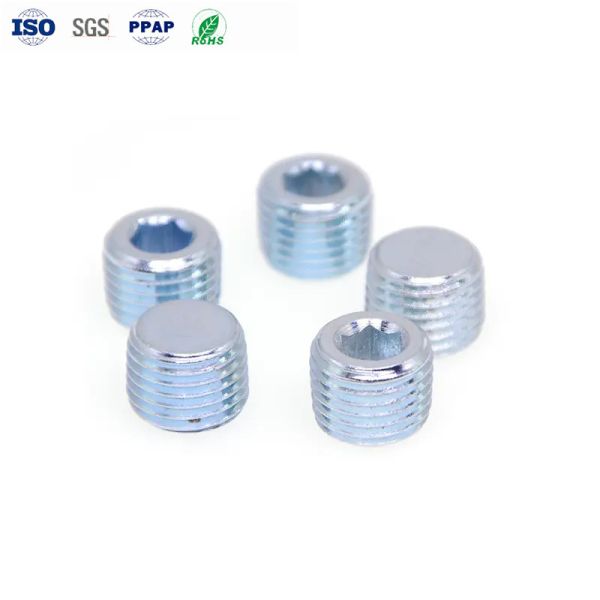 Quality M8 Carbon Steel Hex Headless Screw Blue Zinc Plated 3-300mm for sale