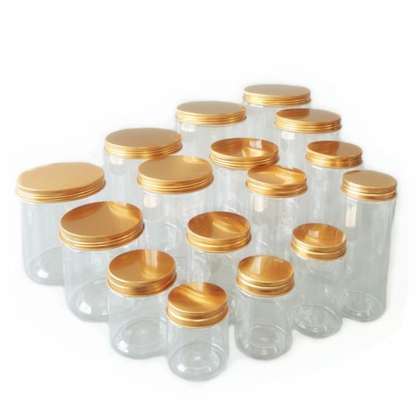 Quality Aluminum Screw Lid Food Storage Jar Dia 55mm Plastic Clear Tea Coffee Sugar Canisters for sale