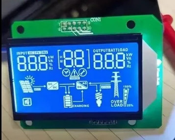 Quality 3.3V Custom 7 Segment LCD Display HTN Blue Negative White Characters 12 O'Clock Viewing for sale