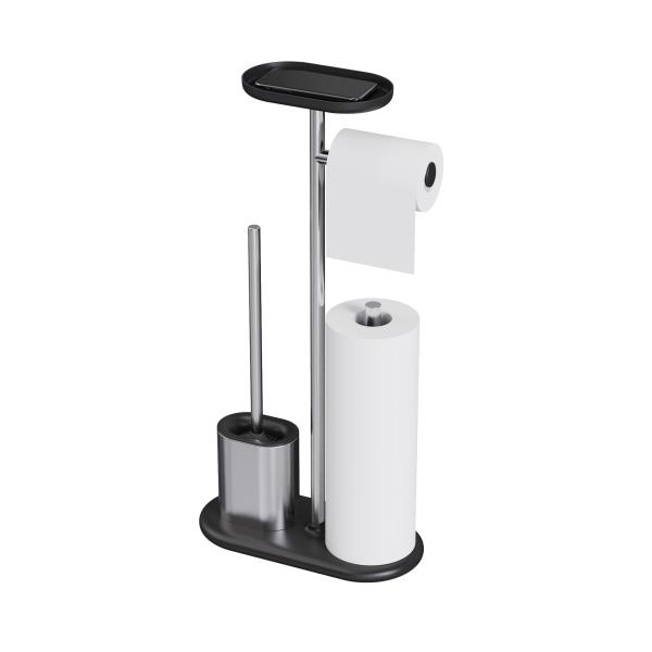 Quality Stainless Steel Compact Bathroom Paper Holder TPR Toilet Brush Holder SET Durable Toilet Brush Tissue Holder for sale