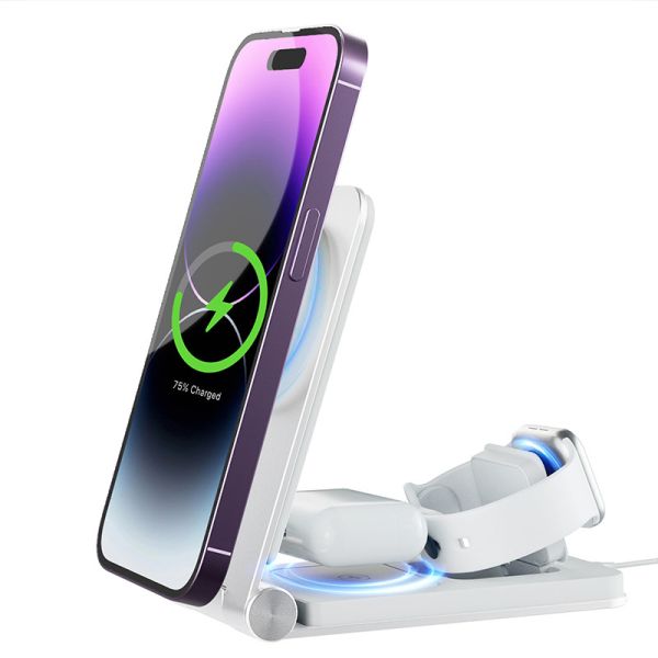 Quality 15W Aluminum Foldable Holder For Mobile Phones Qi Function And Magnetic Power Charger for sale