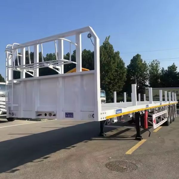 Quality CIMC 3 Axle 12400*2610*1550mm Customized Design Side Column Flatbed Semi Trailer for sale