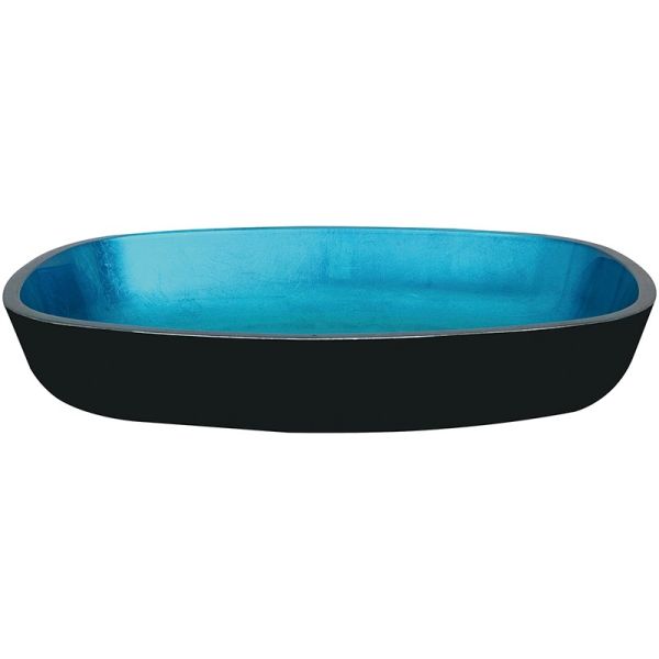 Quality Sky Blue Handmade Rectangular Vessel Sinks Tempered Glass 12mm for sale