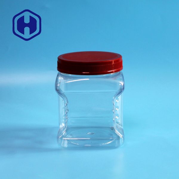 Quality 1450ml Pinch Grip PET Food Canister For Nuts Snacks Cap Screw for sale