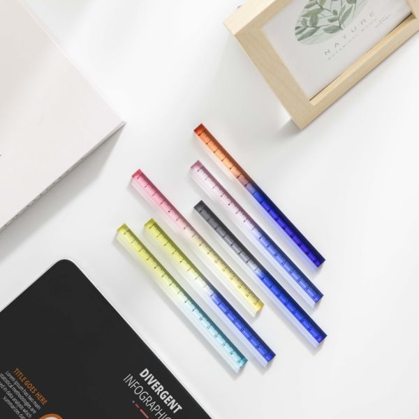 Quality School Creative Stationery Gradient Color Acrylic Transparent Cubic Ruler for sale