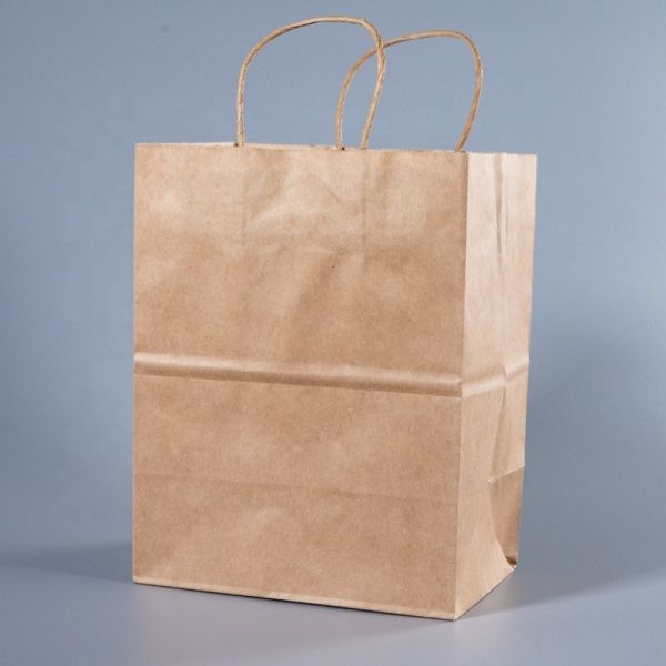 Quality Extra Large Wide Base Brown Kraft Paper Shopping Bag for Custom Packaging for sale