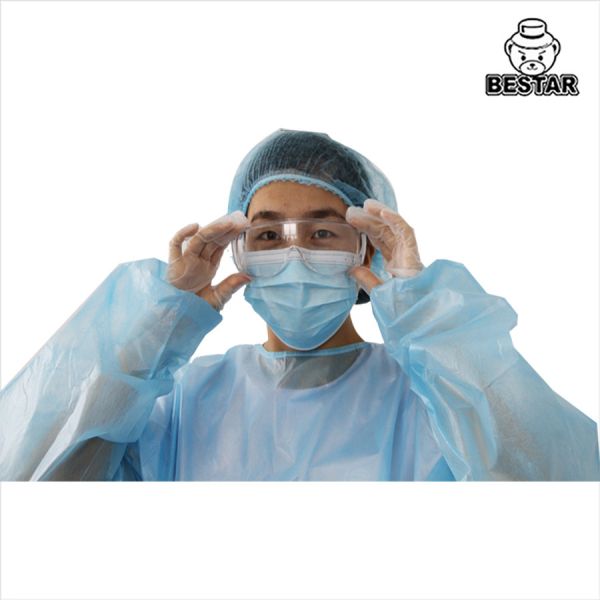 Quality Level 2 SPP PE 35gsm Plus Size Disposable Surgeon Gown With Knitted Cuff for sale