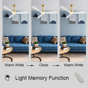 Quality 52 Ceiling Fan With Dimmable Light ABS Warm White Natural White Cool White for sale