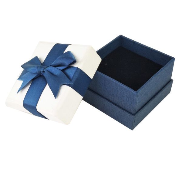 Quality Standing Blue Jewelry Earring Gift Boxes Luxury Jewelry Box With Satin Ribbon for sale