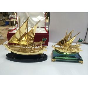 Quality Metal Alloy Arab Cultural Souvenirs / Arabian Fishing Boat Model With Crystal for sale