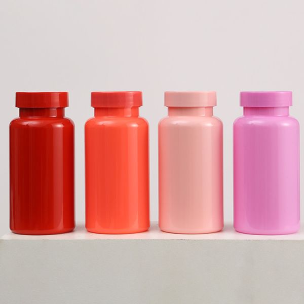 Quality Vitamin Capsule Pill Plastic Bottle Packaging 150Ml Red Pink Empty Supplement for sale