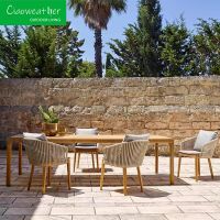Quality Waterproof Cushioned Teakwood Dining Chair Set for Modern Hotel Outdoor for sale