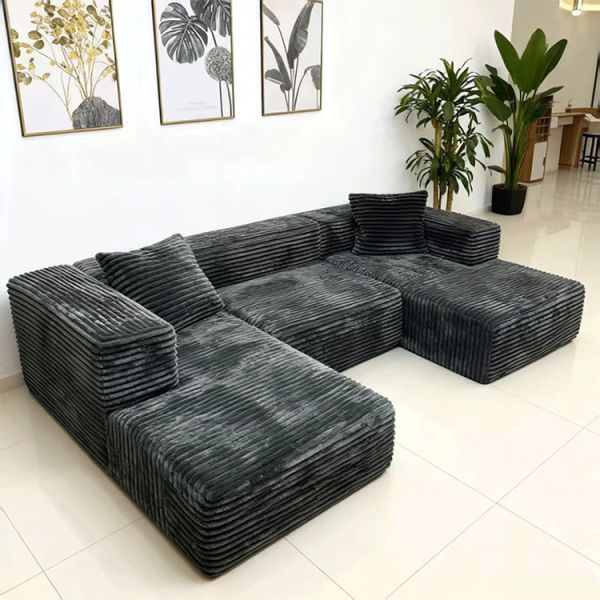 Quality MOYI High Quality Corduroy Fabric Couch Set Living Room Segment Compressed with Extendable and Convertible Vacuum Foam Sofa for sale