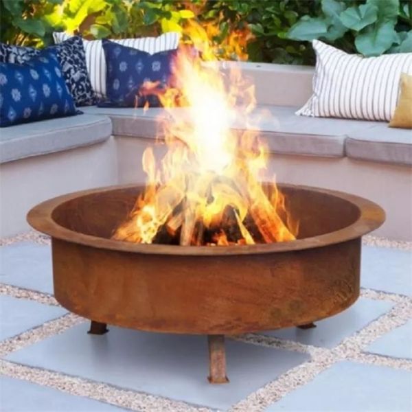 Quality Outdoor Round Courtyard Metal Heating Brazier Fire Pit Corten Steel Fire Bowl for sale